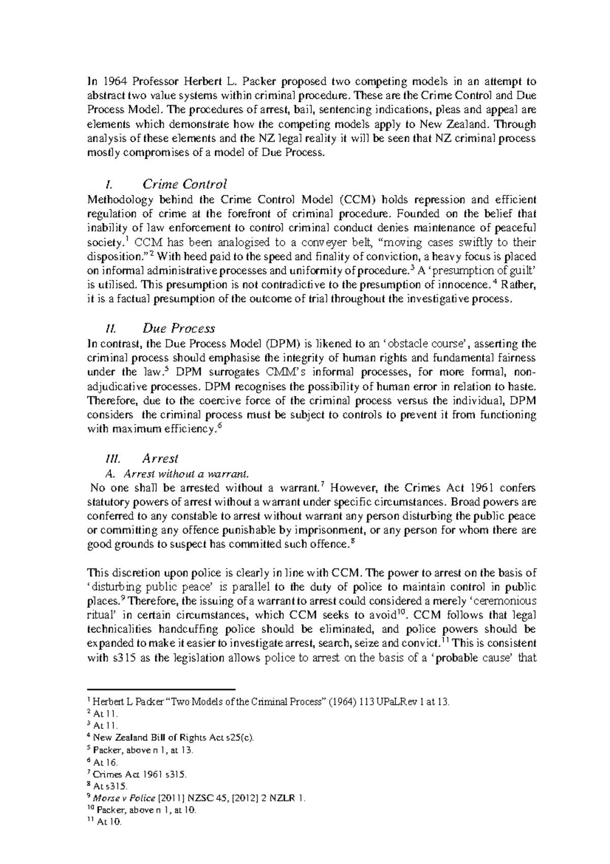 Criminal Procedure - In 1964 Professor Herbert L. Packer proposed two ...