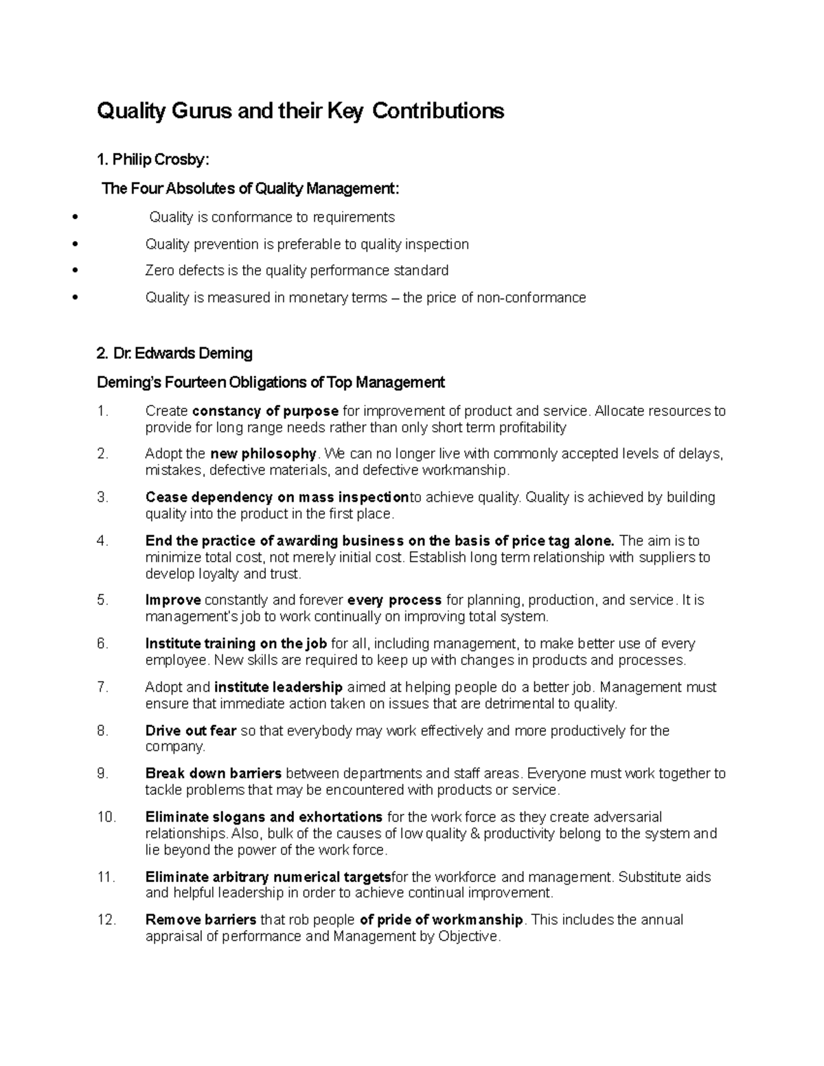 TQM - This is a lecture in TQM - Quality Gurus and their Key ...
