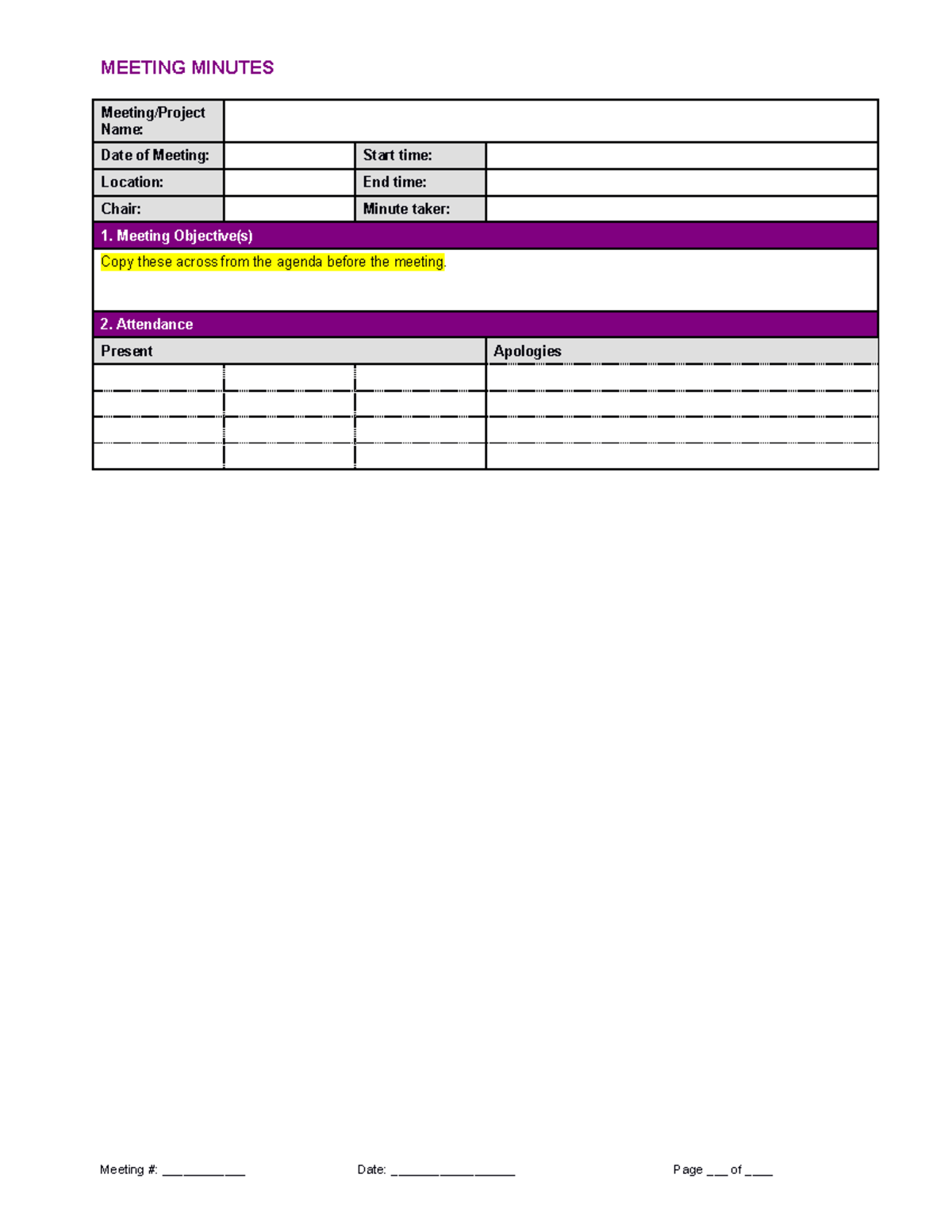 Meeting Minutes Template (Scoping group assignment 10%) - MEETING ...
