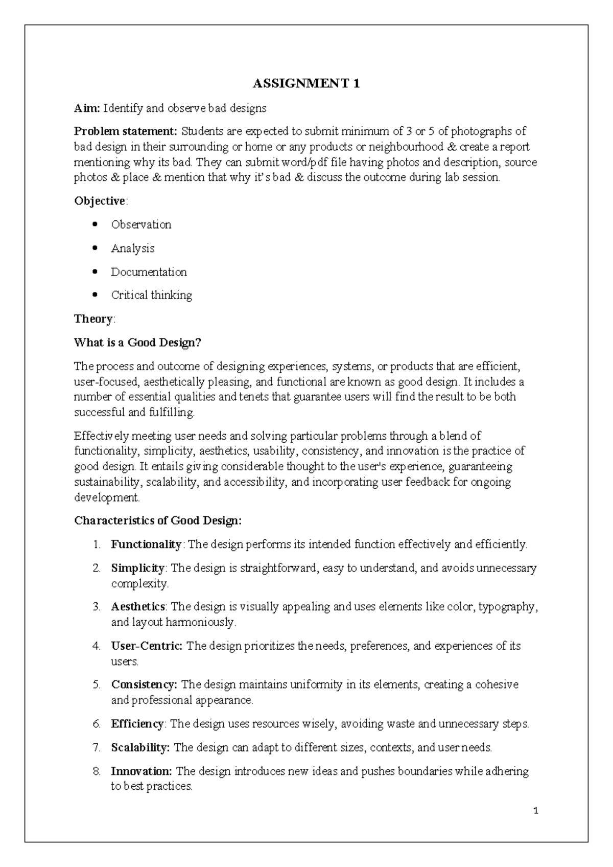 HCILab 1 - HCI Lab 1 - ASSIGNMENT 1 Aim: Identify and observe bad designs Problem statement ...