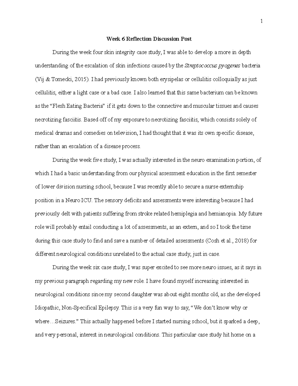 Week 6 Reflection Discussion Post - 1 Week 6 Reflection Discussion Post ...