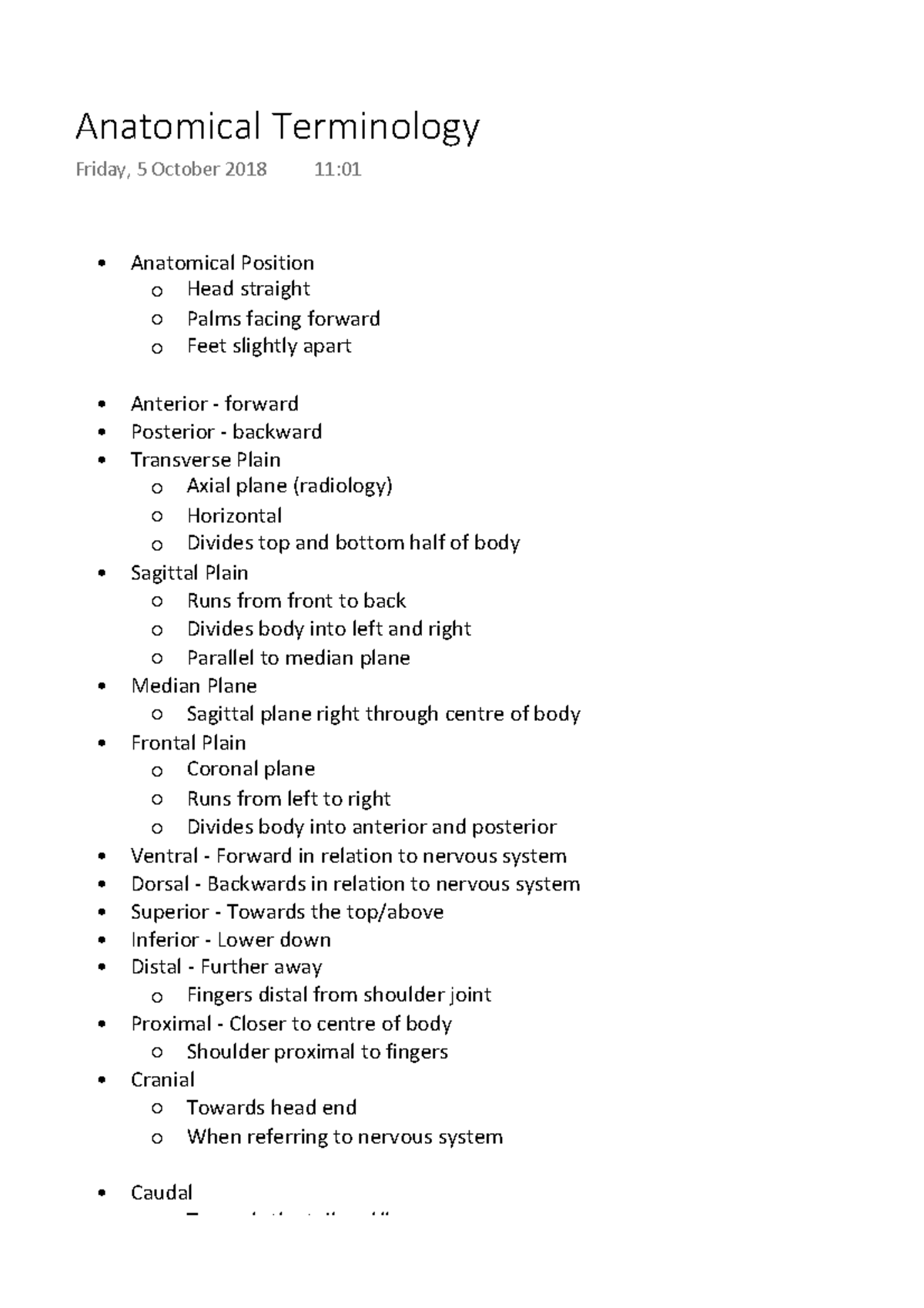 Anatomical Terminology - Anatomical Position Head straight Palms facing ...