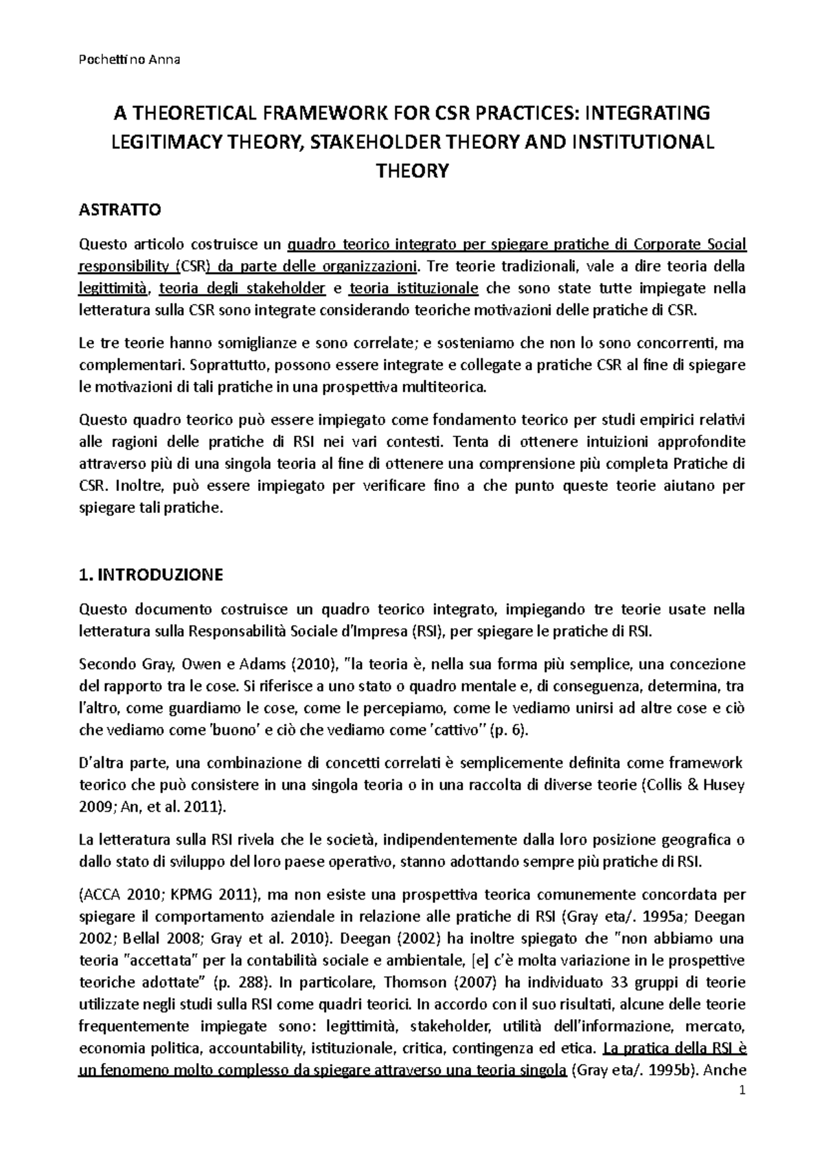 A Theoretical Framework FOR CSR Practices - A THEORETICAL FRAMEWORK FOR ...