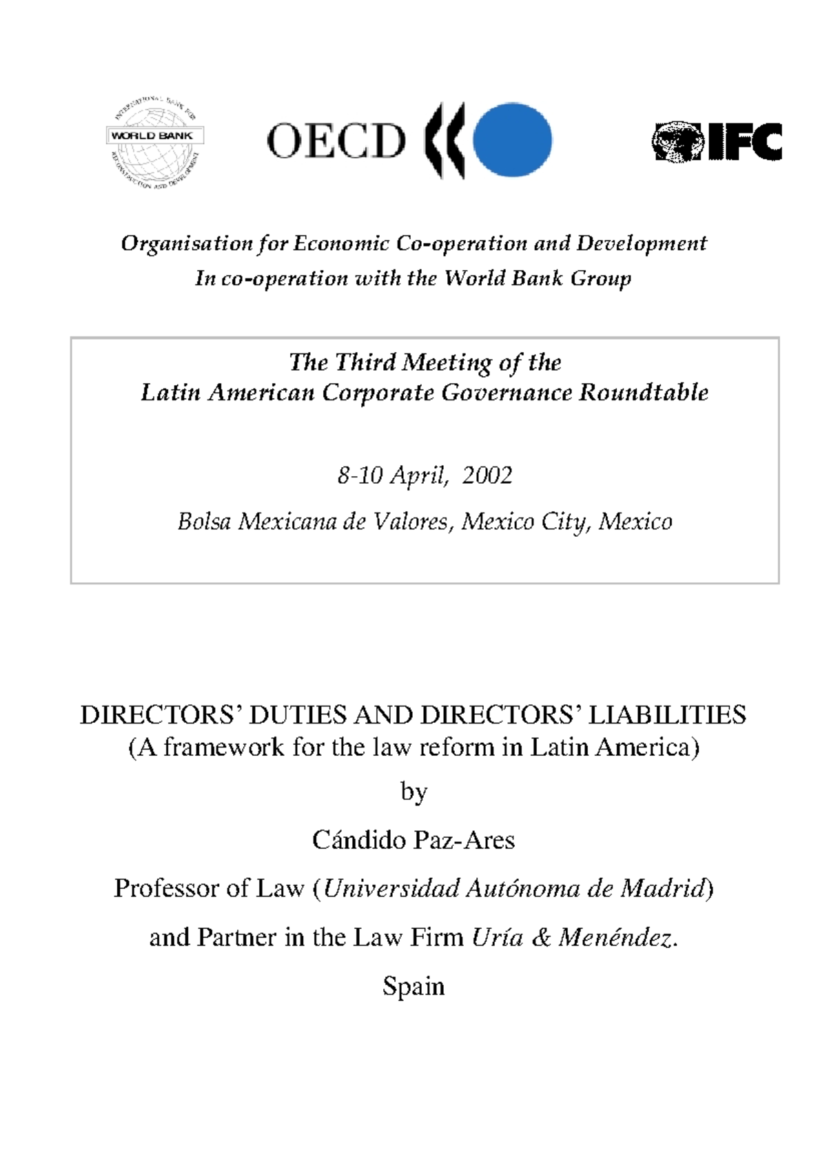 2085788 - introduction to corporate law - Organisation for Economic Co ...