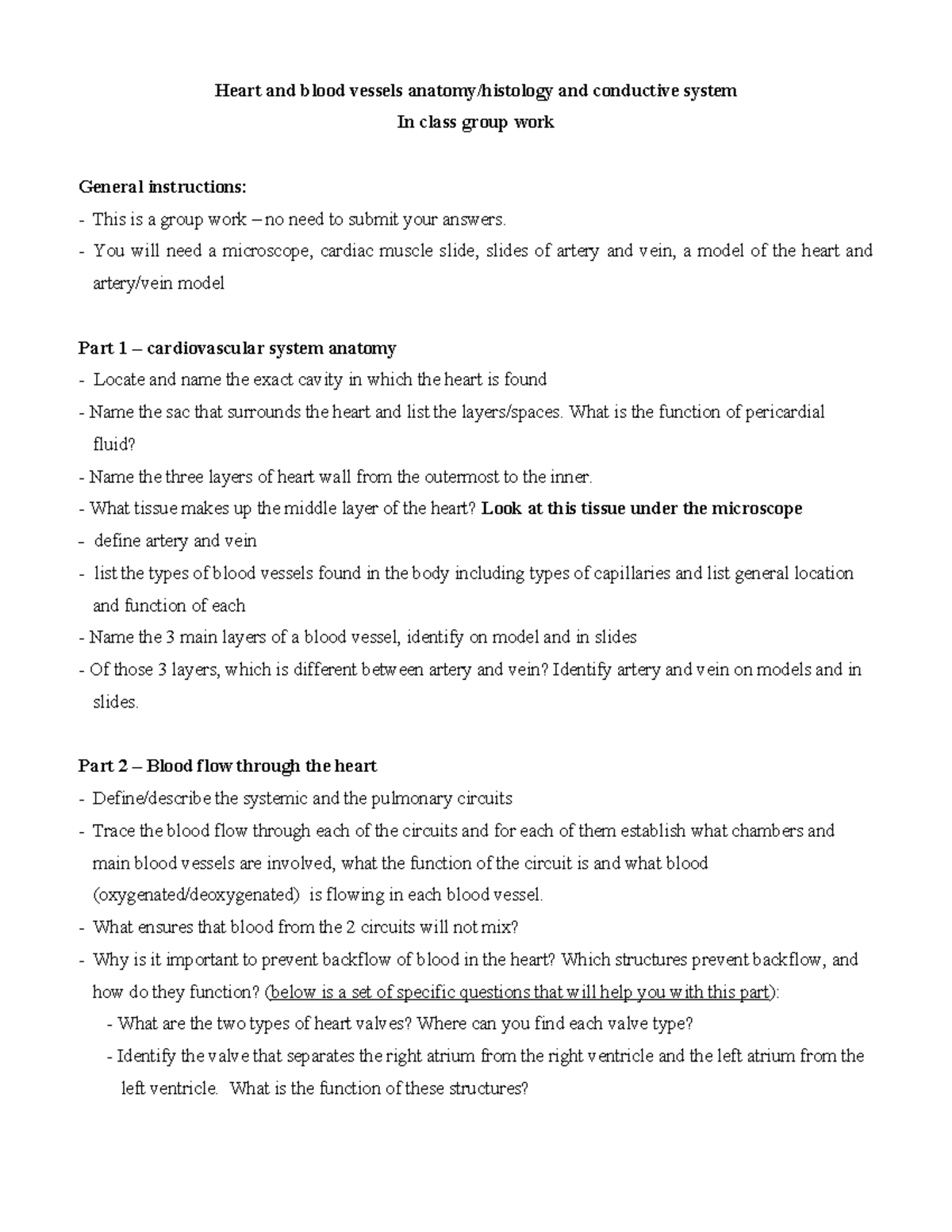 Cardiovascular System Anatomy and Histology - Heart and blood vessels ...