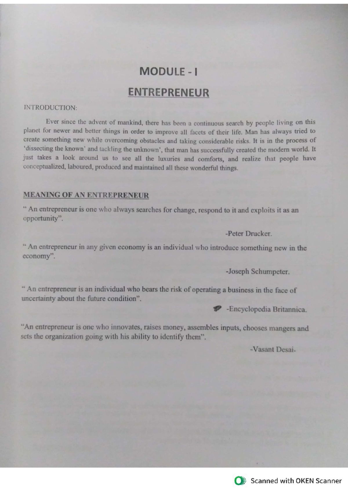 EMF Mod 1-2 - notes - MODULE I ENTREPRENEUR INTRODUCTION: Ever since ...