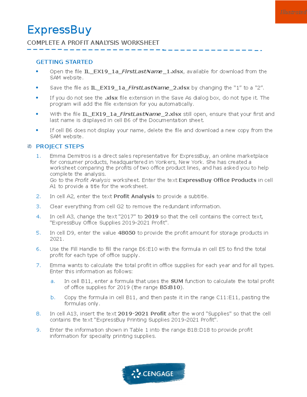 Instructions IL EX19 1a - ExpressBuy COMPLETE A PROFIT ANALYSIS ...
