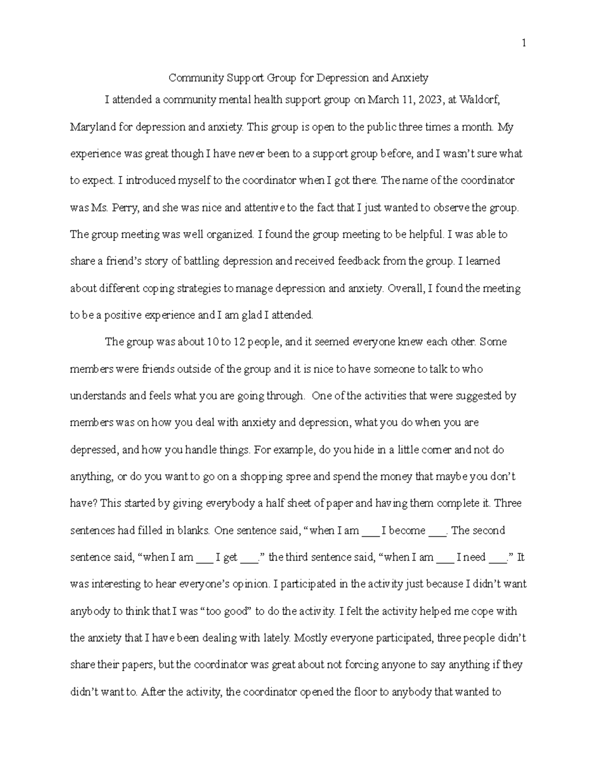 Community Support Group for Depression and Anxiety - This group is open ...