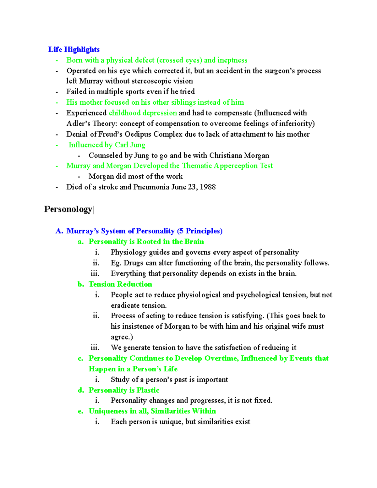 Life of Henry Murray Personology - Life Highlights - Born with a ...