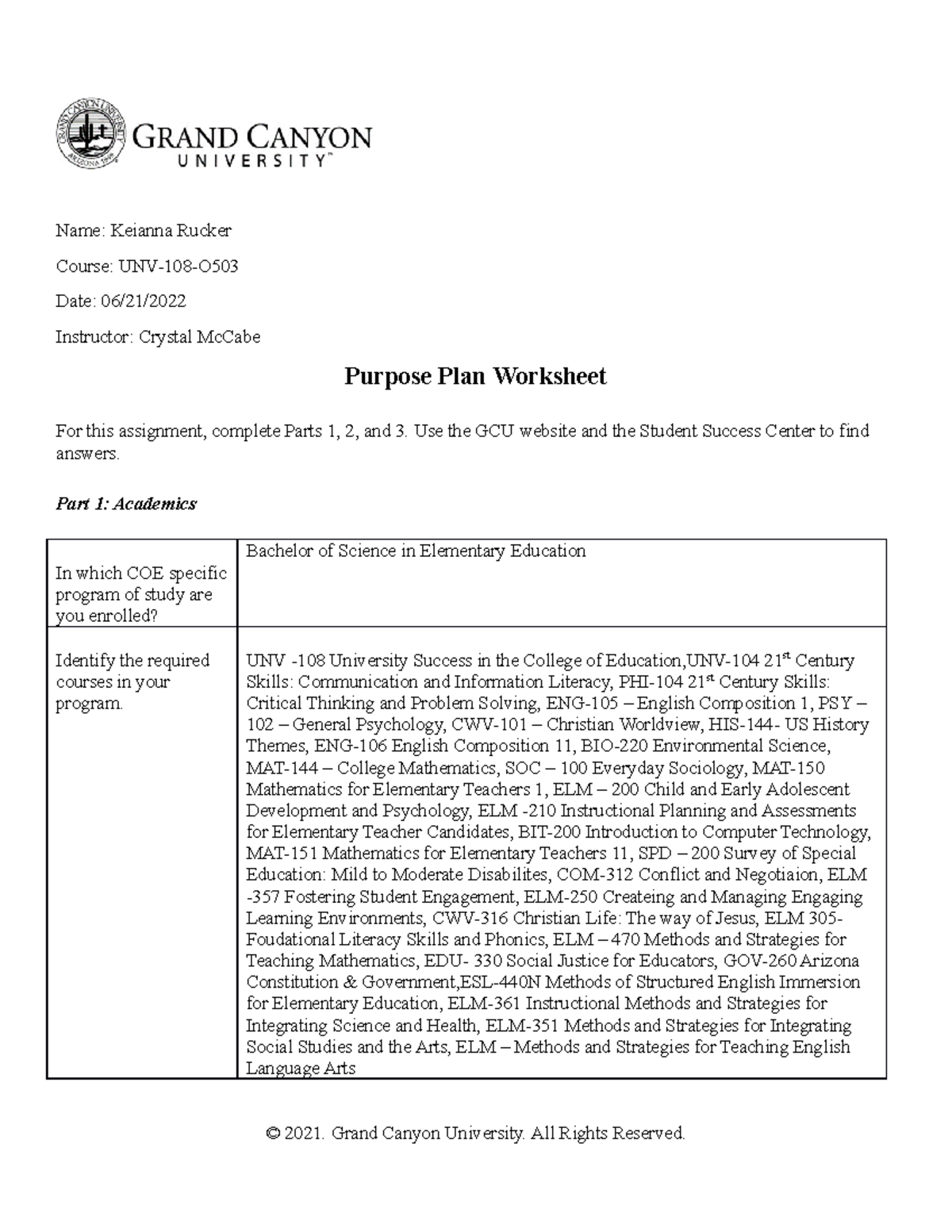 UNV-108 T4-Purpose Plan Gen Ed - PHI-105 - GCU - StuDocu
