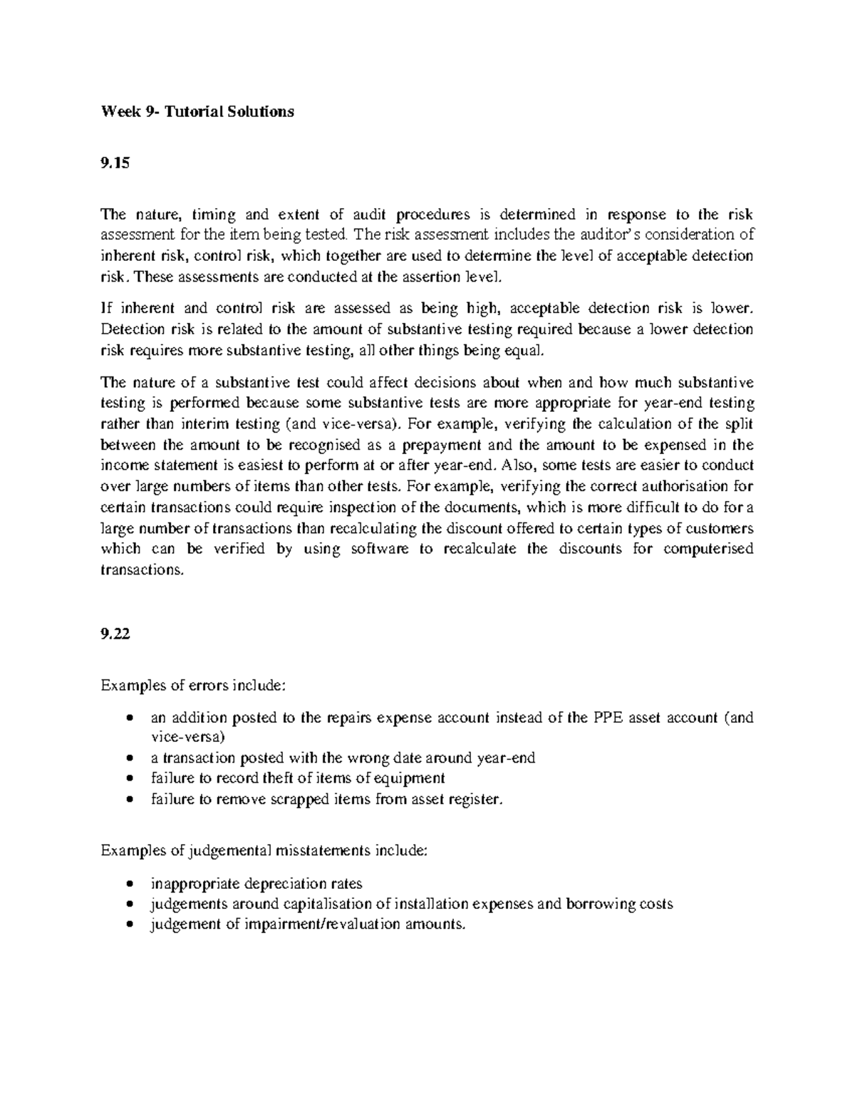 Week 9 Tutorial Solutions Student - Warning: TT: undefined function: 32 Week 9- Tutorial ...