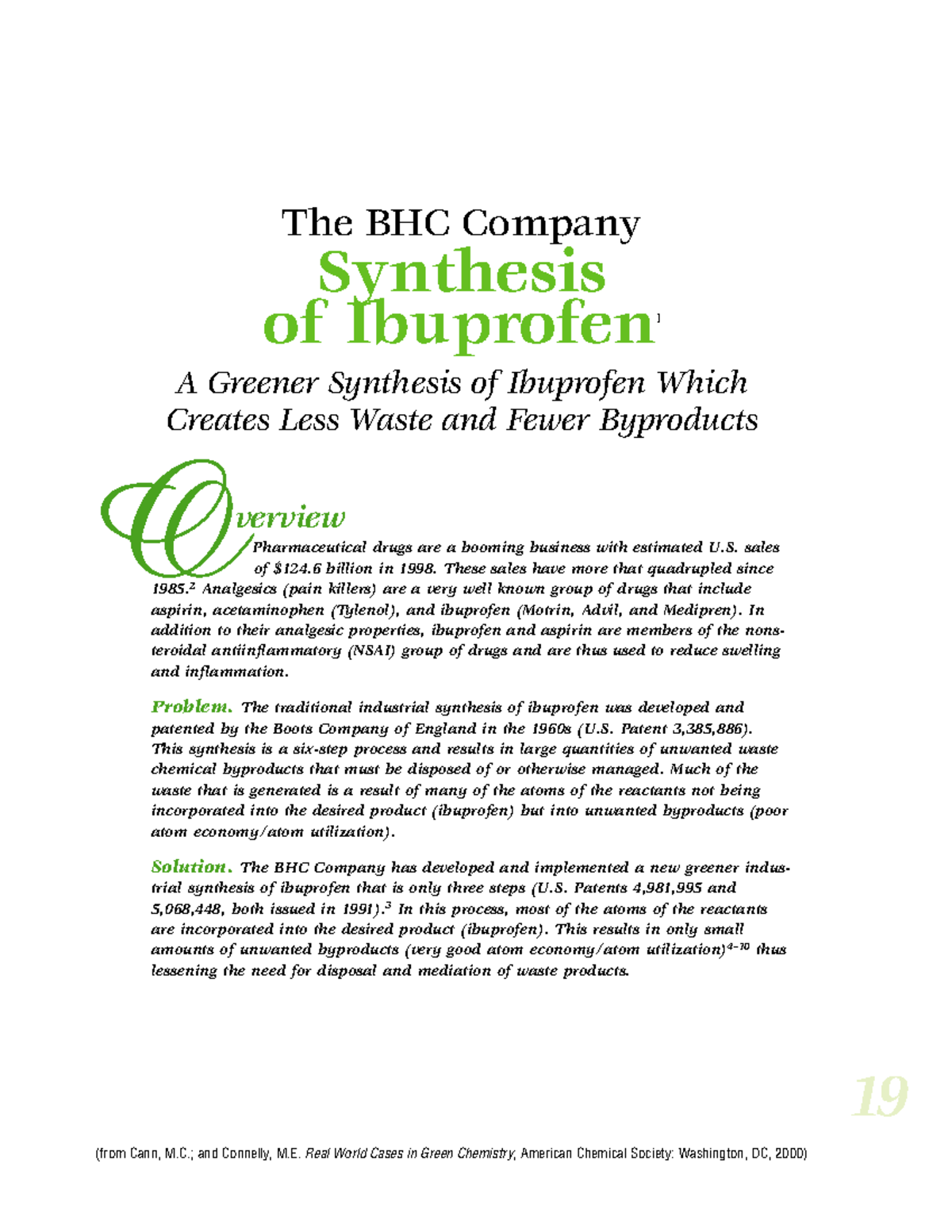 Ibuprofen-BHC - Get to know BHC route for ibuprofen. - The BHC Company Synthesis of Ibuprofen 1 ...