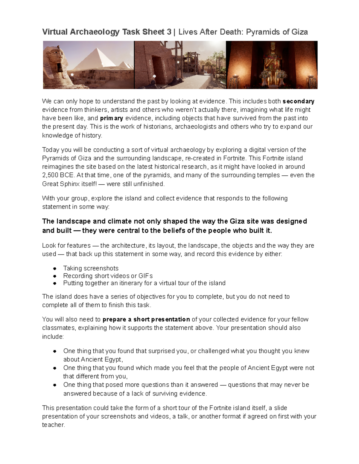 Task-sheet-3 - Virtual Archaeology Task Sheet 3 | Lives After Death: Pyramids of Giza We can ...