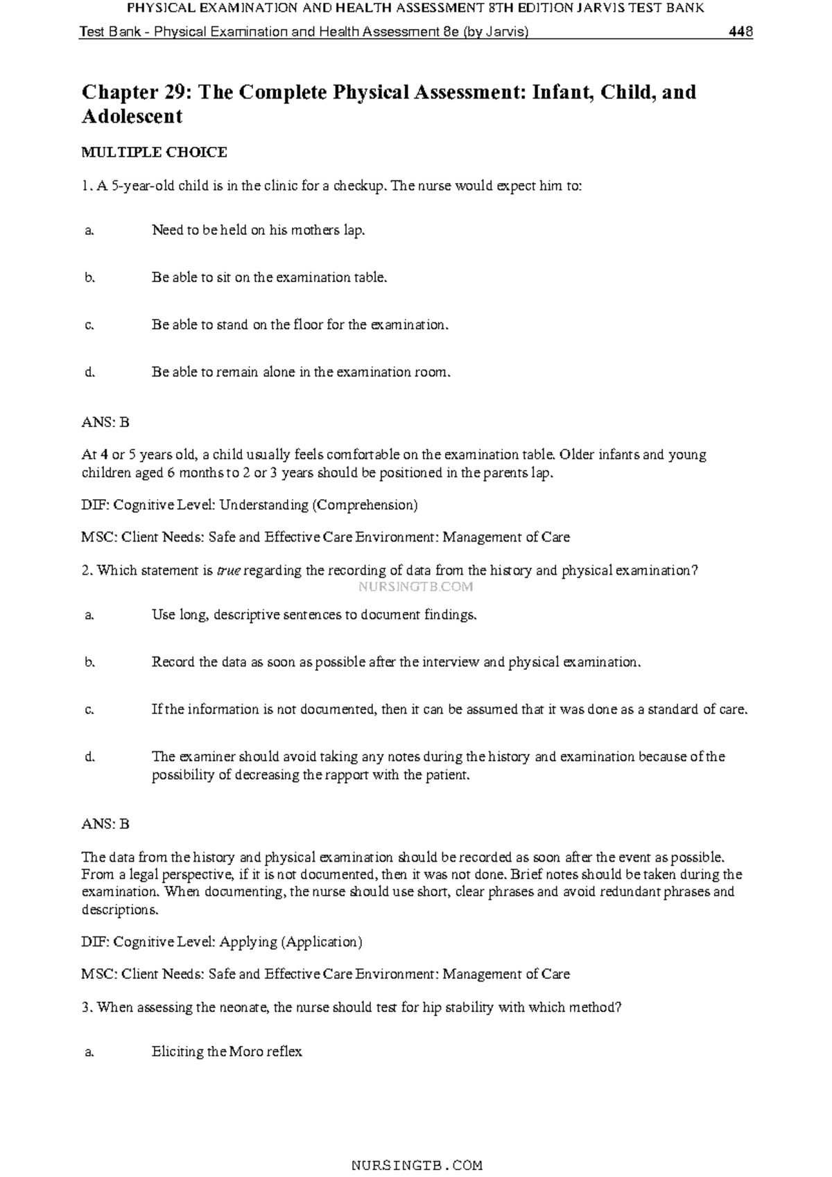 TB-Chapter 29 The Complete Physical Assessment Infant, Child, and Adolescent - NURSINGTB Chapter ...