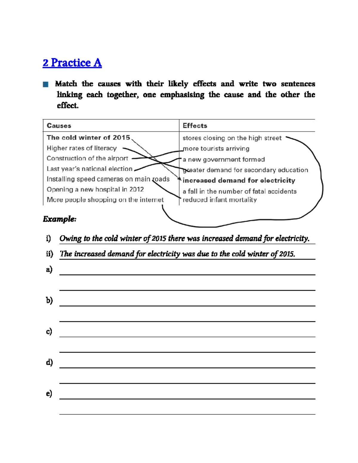 Cause&Effect essay - hồdbh - 2 Practice A Match the causes with their ...