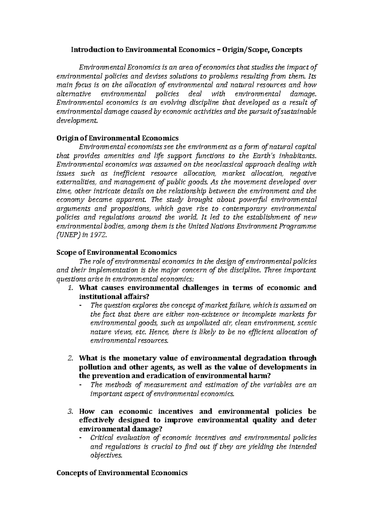 Group 4 - Environmental Economics - Introduction to Environmental ...