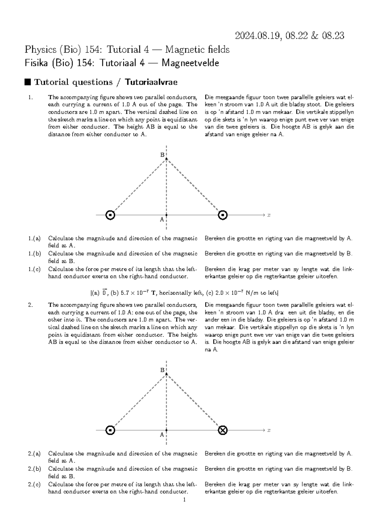 Tut-4 - Tut 4 without memo - 2024.08, 08 & 08. Physics (Bio) 154 ...