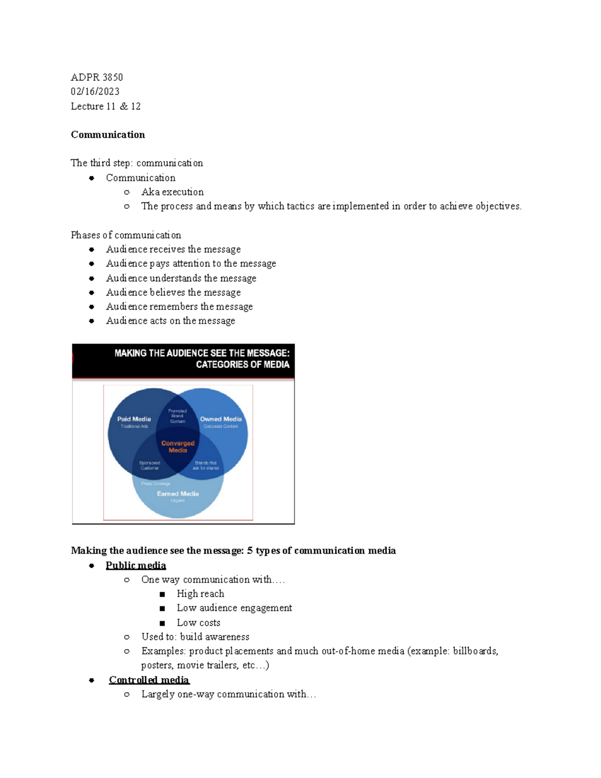ADPR Lecture 11 AND 2 - NOTES - ADPR 3850 02/16/ Lecture 11 & 12 ...