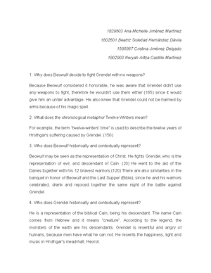 Beowulf character analysis - María Fernanda Castro de la Fuente Luz ...