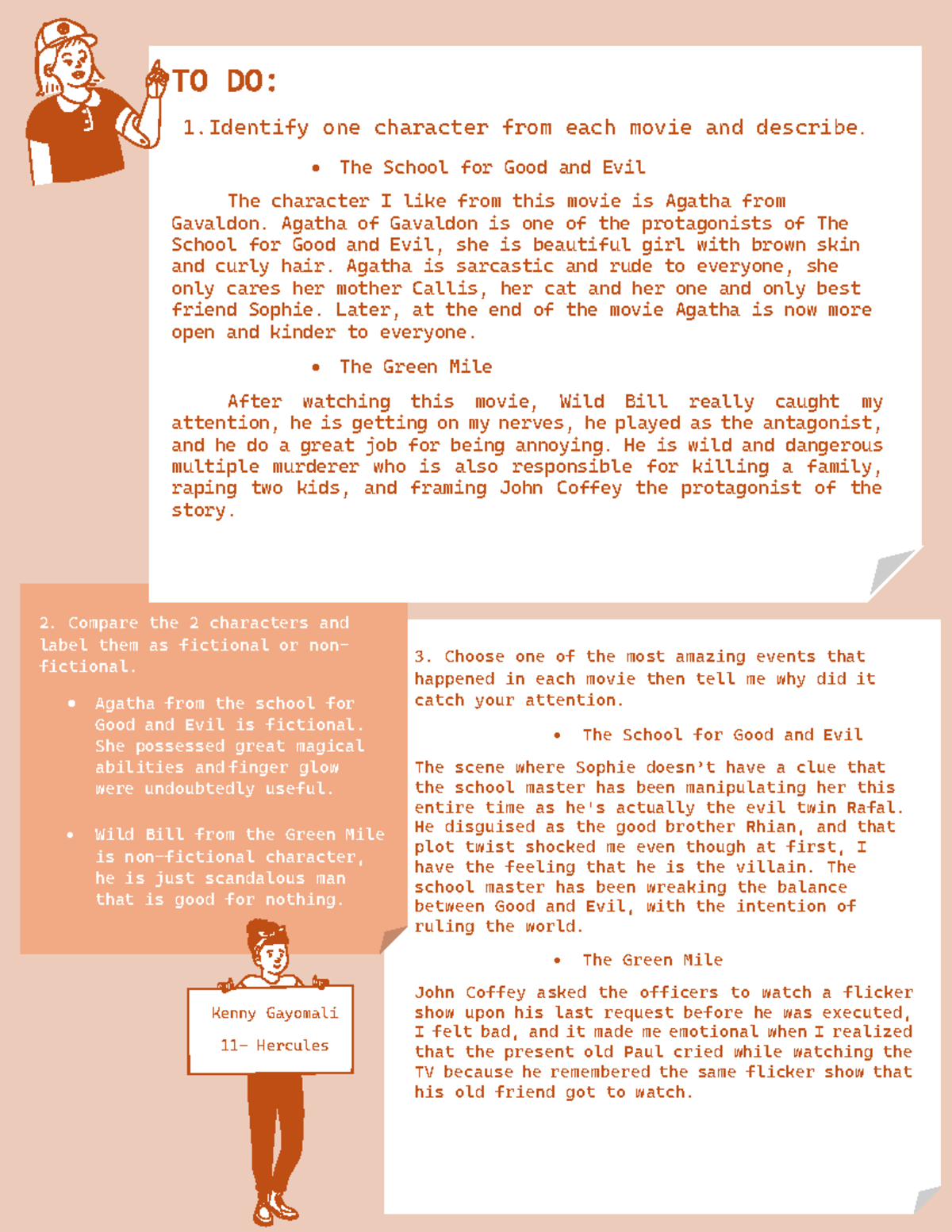 Reading and writing - ewe - TO DO: 1 .Identify one character from each ...