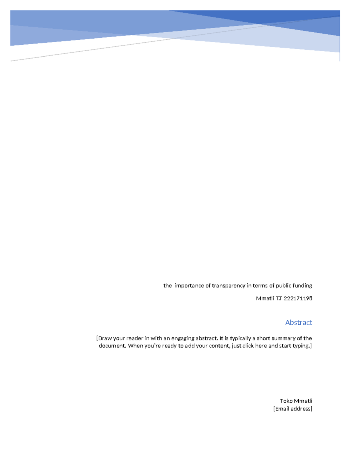 Constitutional law assignment 3 - the importance of transparency in ...