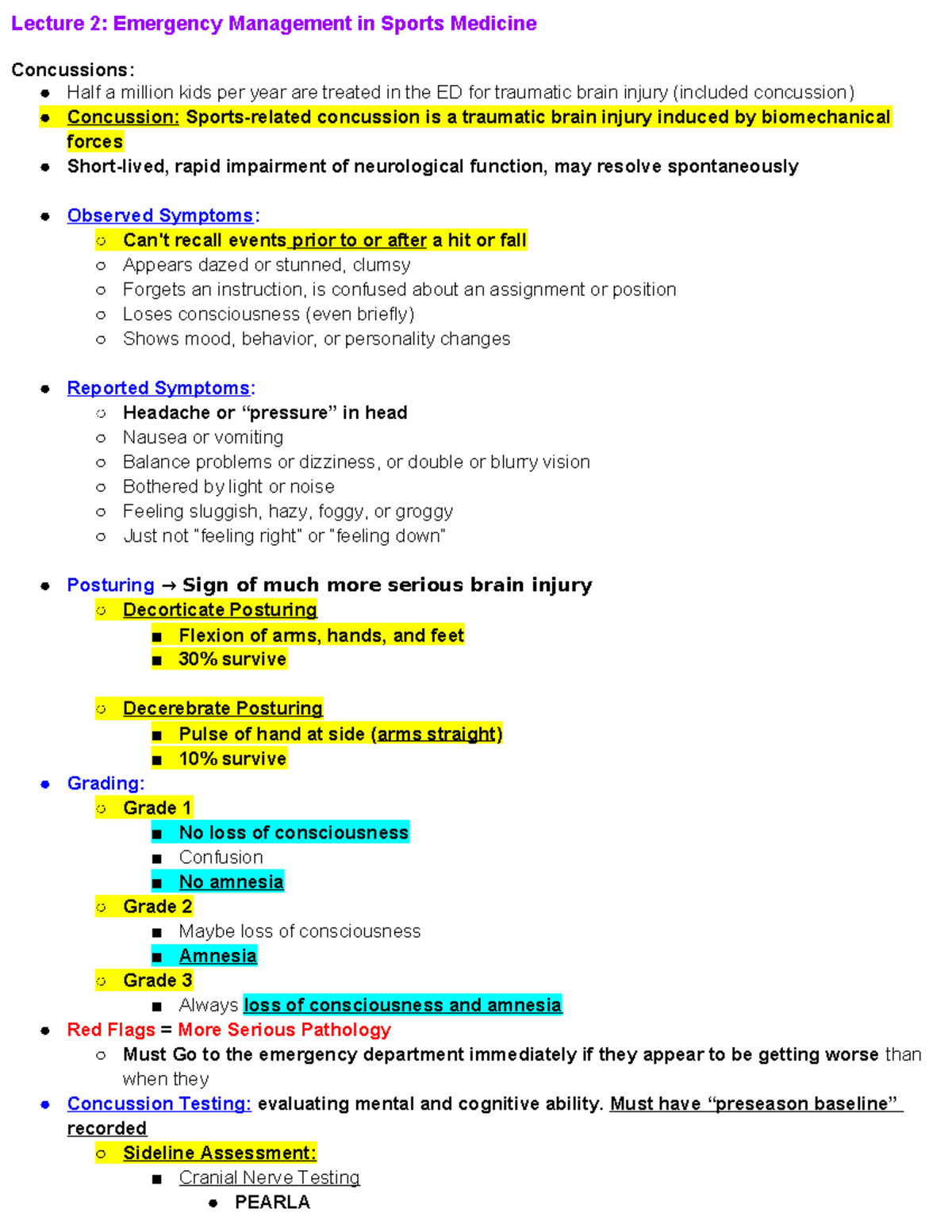 Sports Med Condensed - Lecture 2: Emergency Management in Sports ...