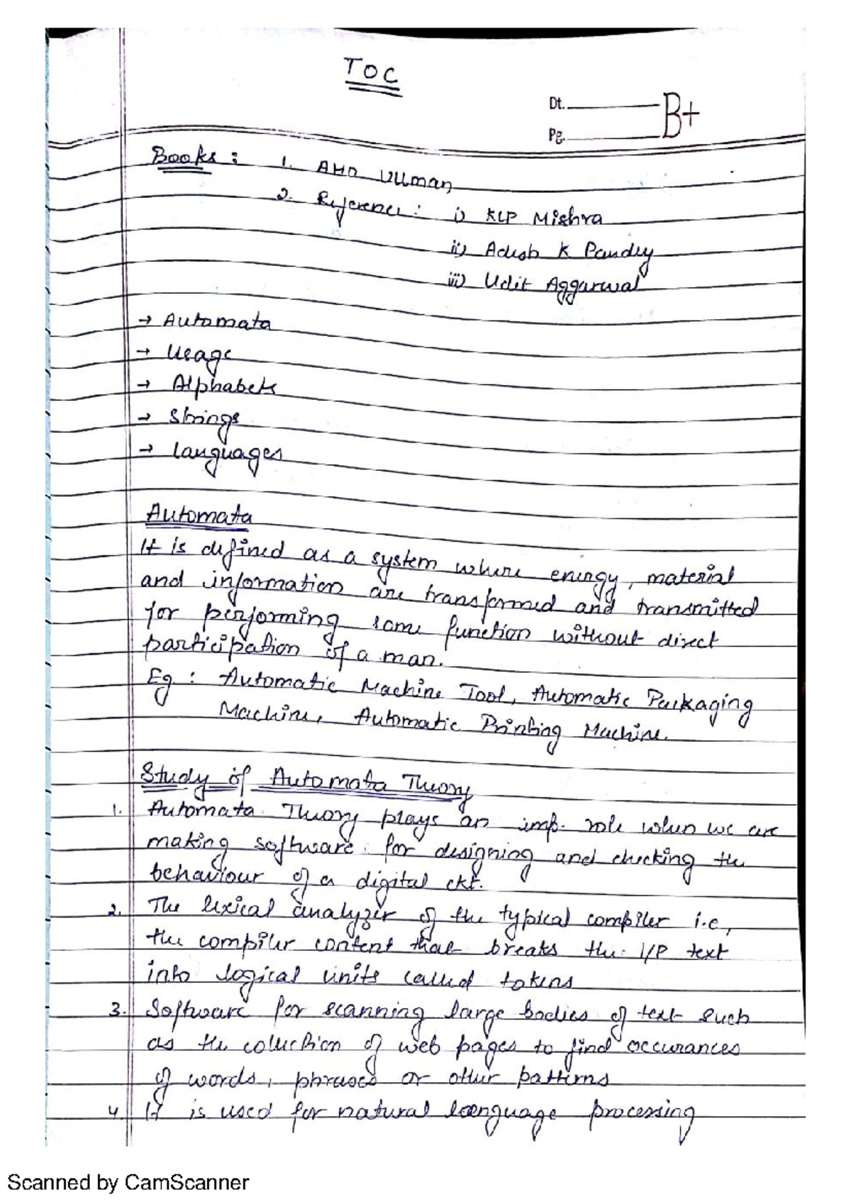 TOC Unit 1&2 - Information technology btech - Studocu