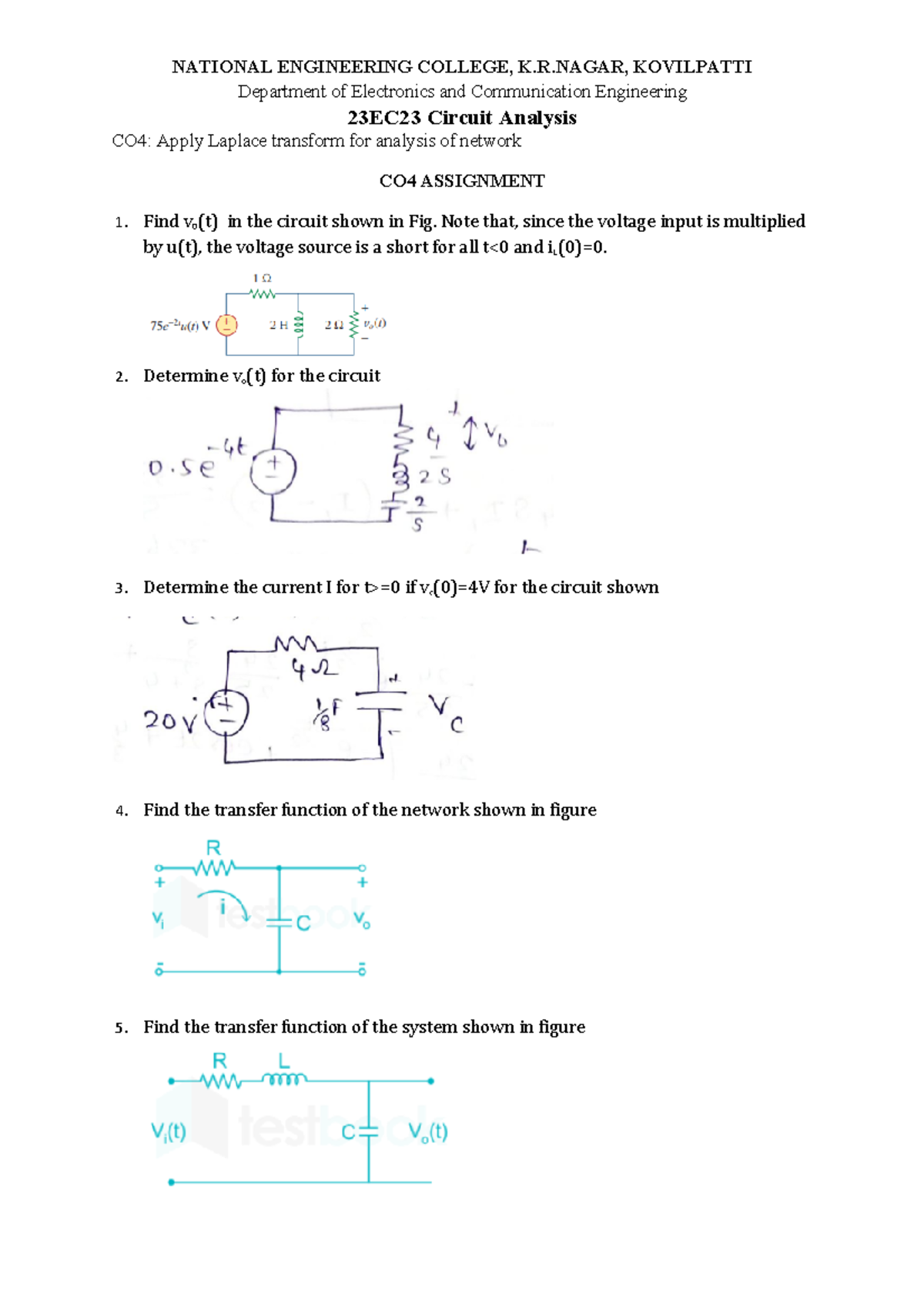 Circuit theory lab model question paper - NATIONAL ENGINEERING COLLEGE ...