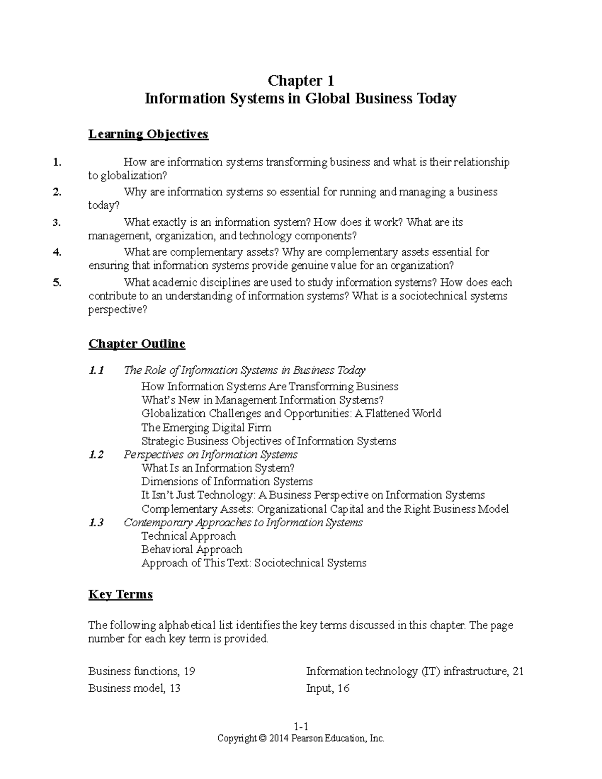 laudon 13e im ch01 word file - Chapter 1 Information Systems in Global Business Today Learning ...
