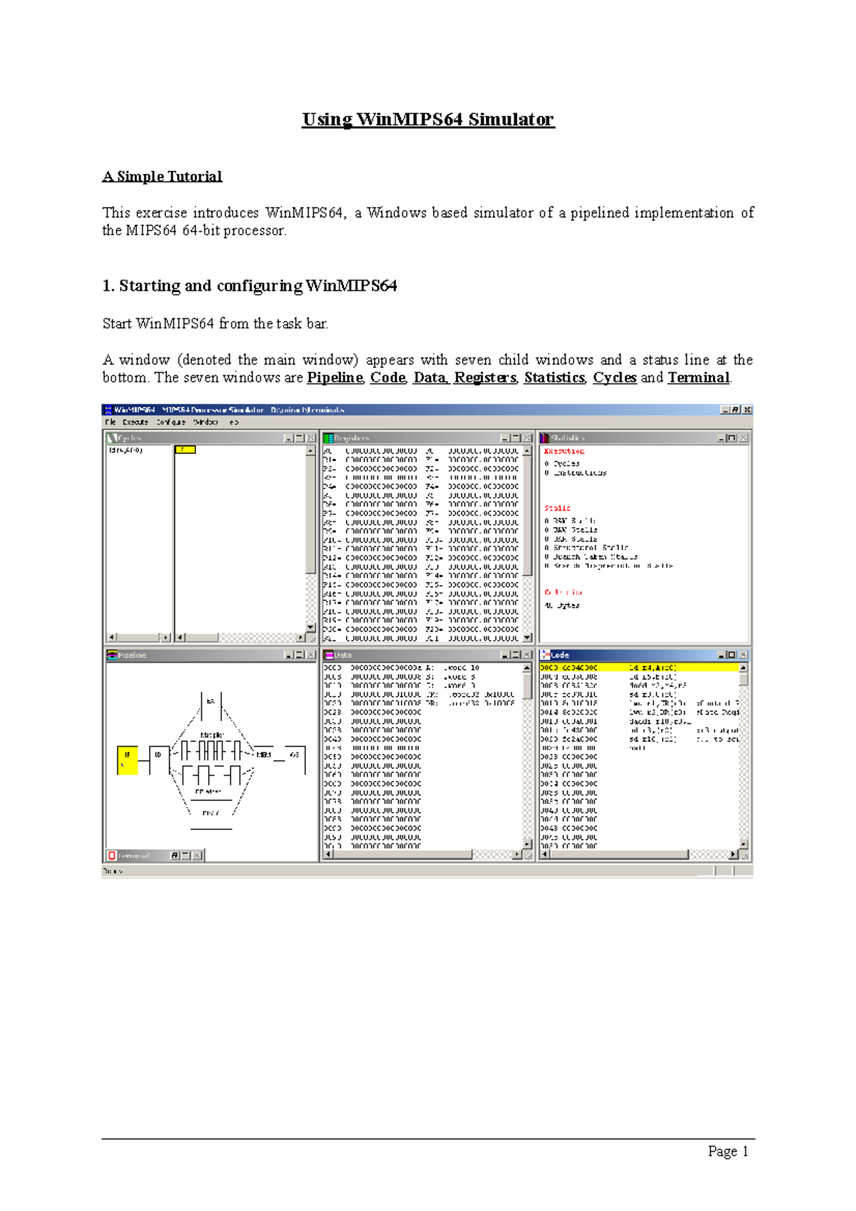 Simulator Instruction - Using WinMIPS64 Simulator A Simple Tutorial ...