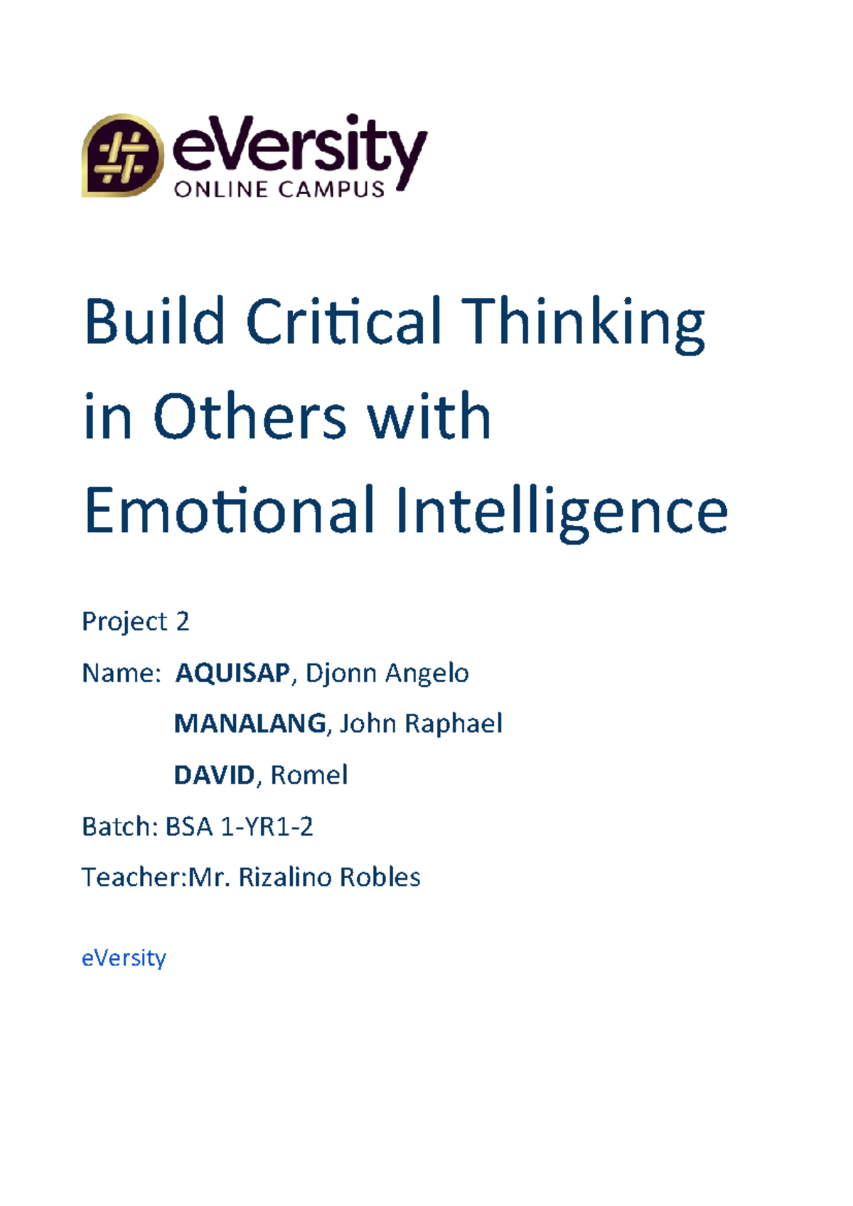 Crt511 evt 001 build critical thinking in others with emotional - Build ...