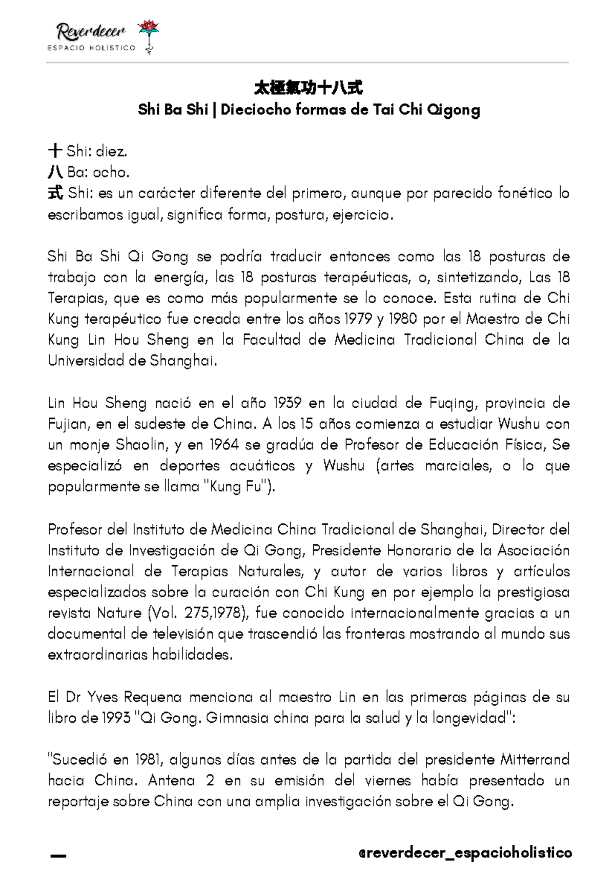 Apunte Shi Ba Shi - Mindfulness - 太極氣功十八式 Shi Ba Shi | Dieciocho formas ...