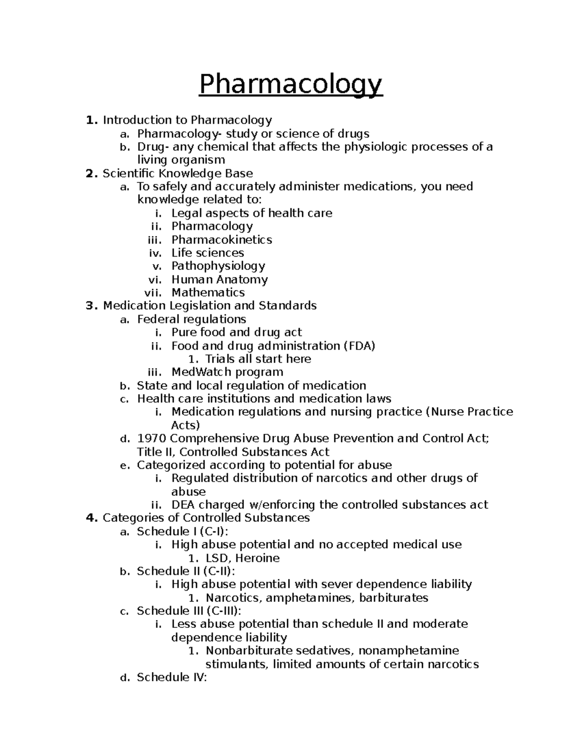 Exam 6 - Fundamentals of Nursing - Pharmacology 1. Introduction to ...