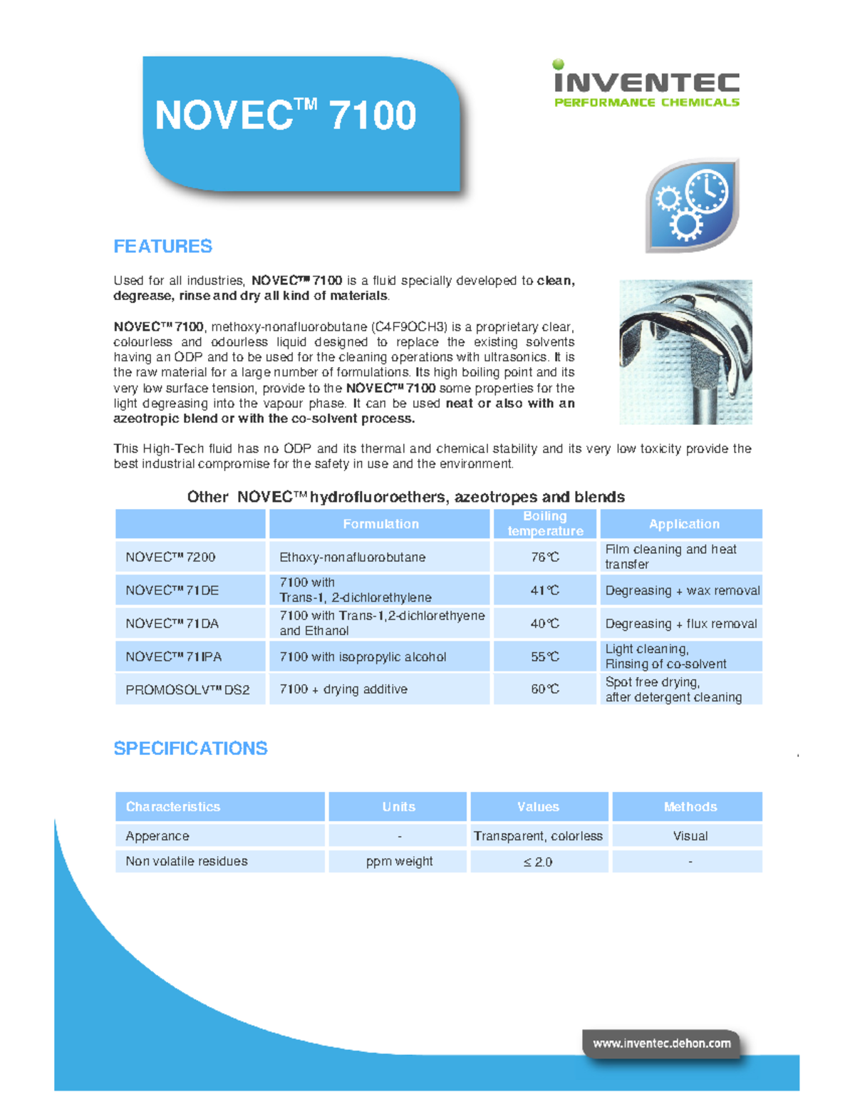 Novec-7100 - dfgdfg - NOVEC TM 7100 FEATURES Used for all industries ...