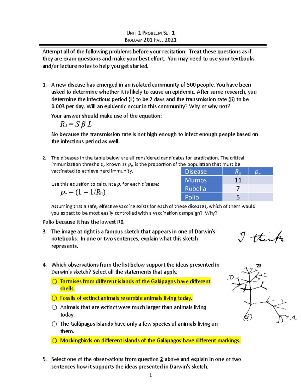 Unit+1+Problem+Set+1+-+FA21 - UNIT 1 PROBLEM SET 1 BIOLOGY 201 FALL 2021 Attempt all of the ...