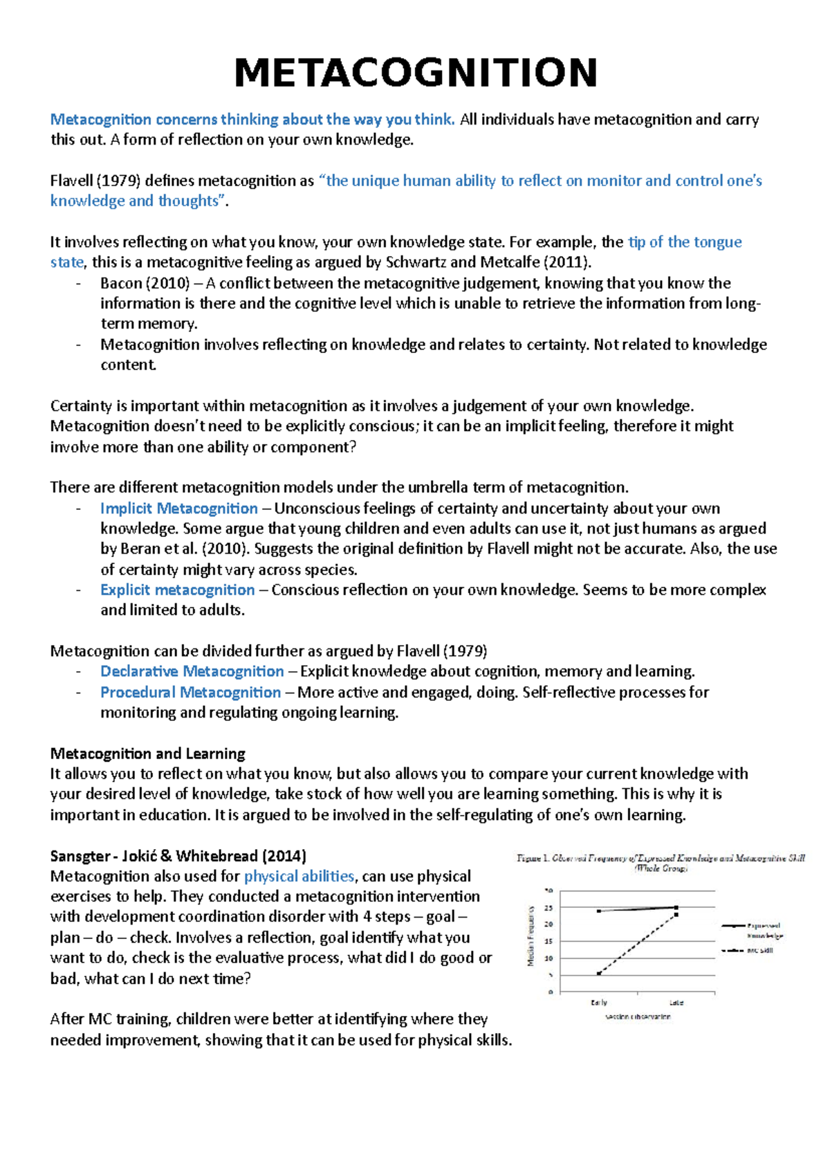 Lecture 10 - Metacognition - METACOGNITION Metacognition concerns ...