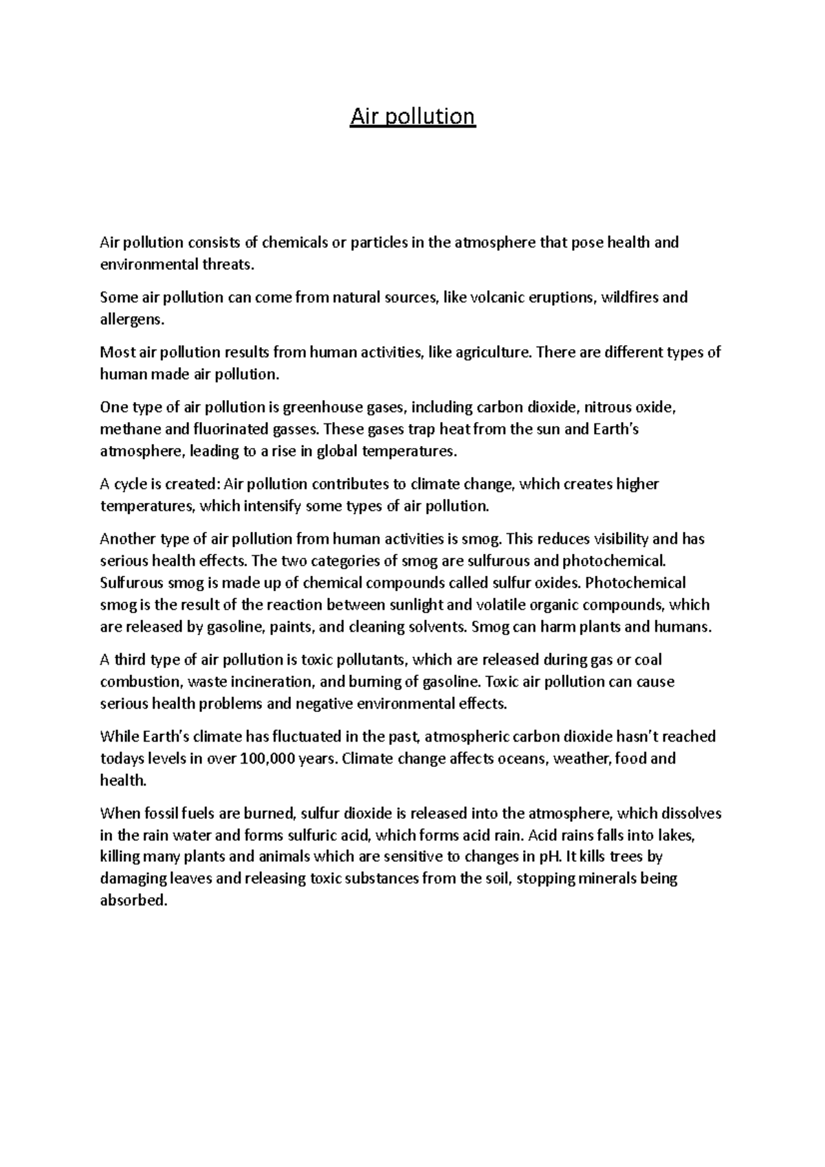 Air pollution and consequences - Air pollution Air pollution consists ...