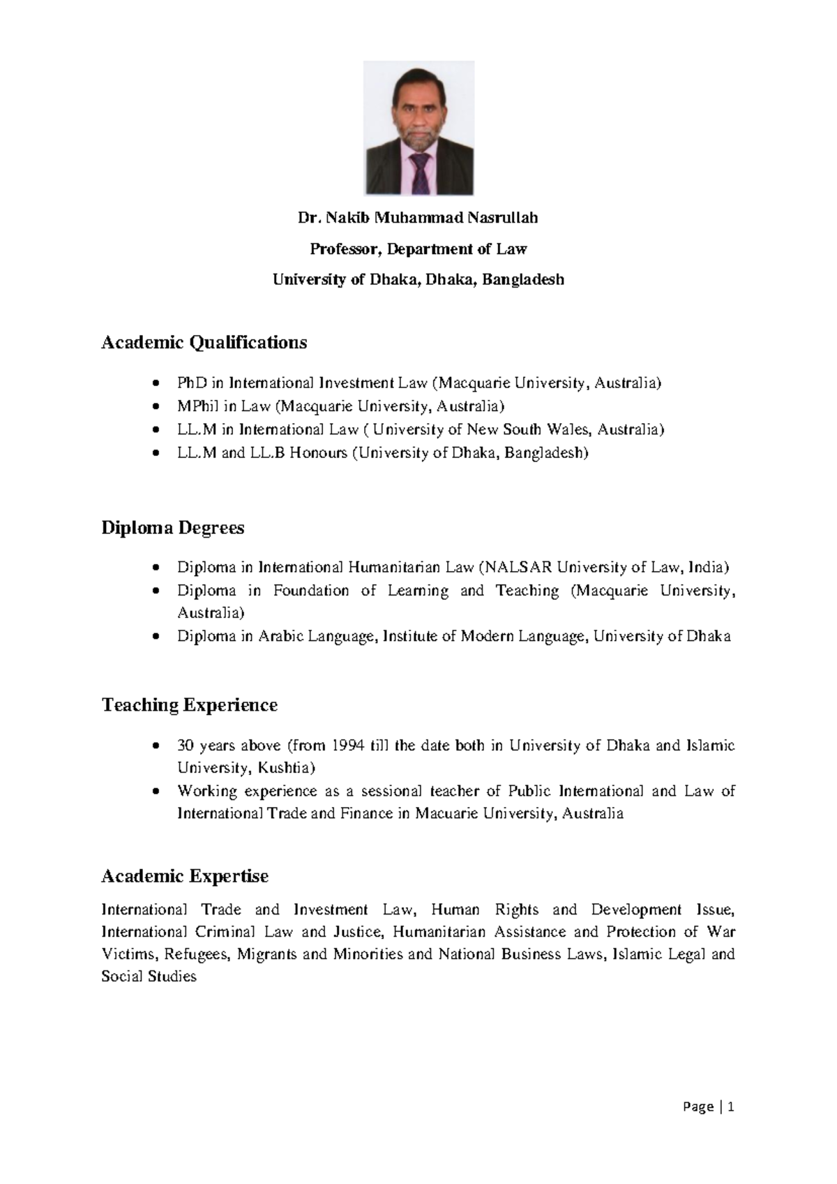 Cv 332 new - need - Dr. Nakib Muhammad Nasrullah Professor, Department ...