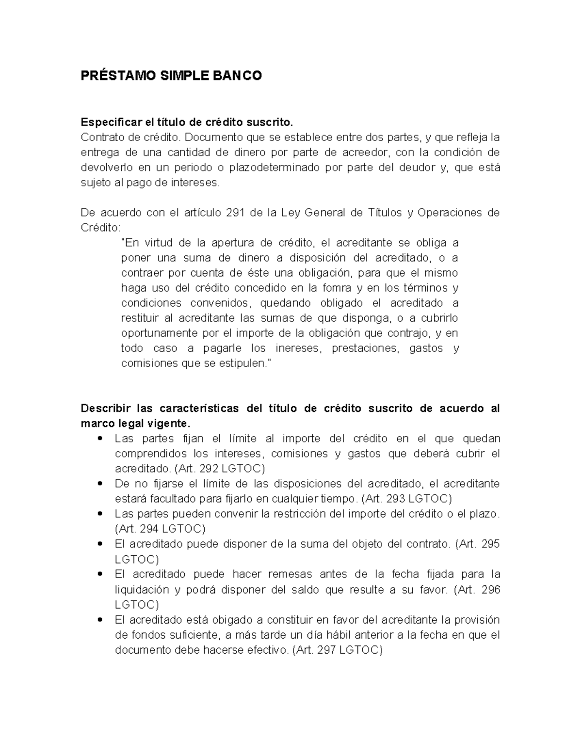 PRÉ Stamo Simple Banco - PRÉSTAMO SIMPLE BANCO Especificar el título de ...