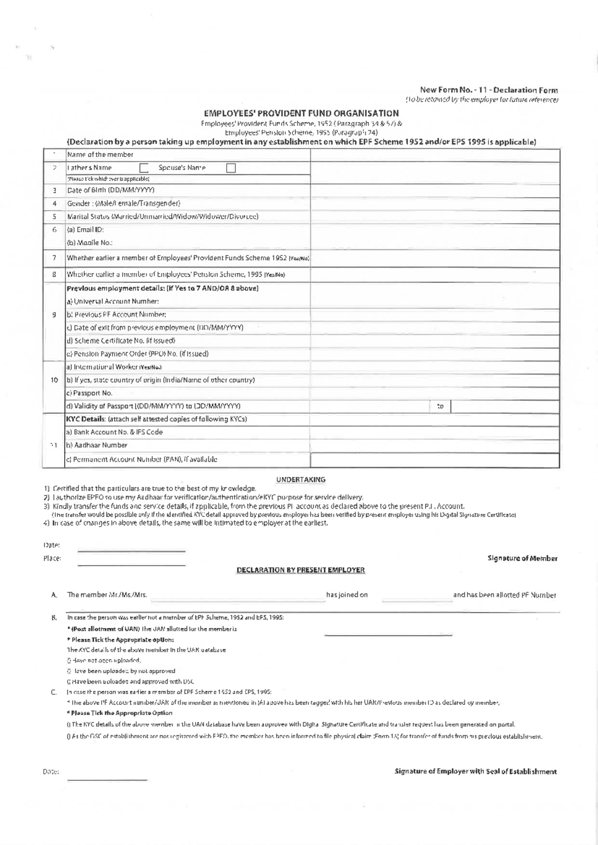 India PF and Gratuity - Joining Forms trimmed - Masters of business ...