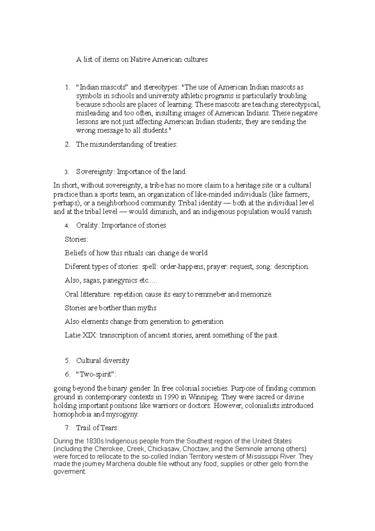 A list of items on Native American cultures - A list of items on Native ...