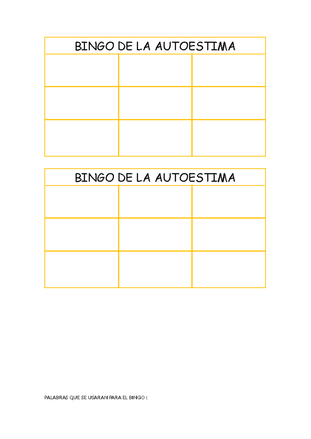 Bingo DE LA Autoestima - ES UNA DINAMICA GRUPAL DE PSICOLOGIA ...