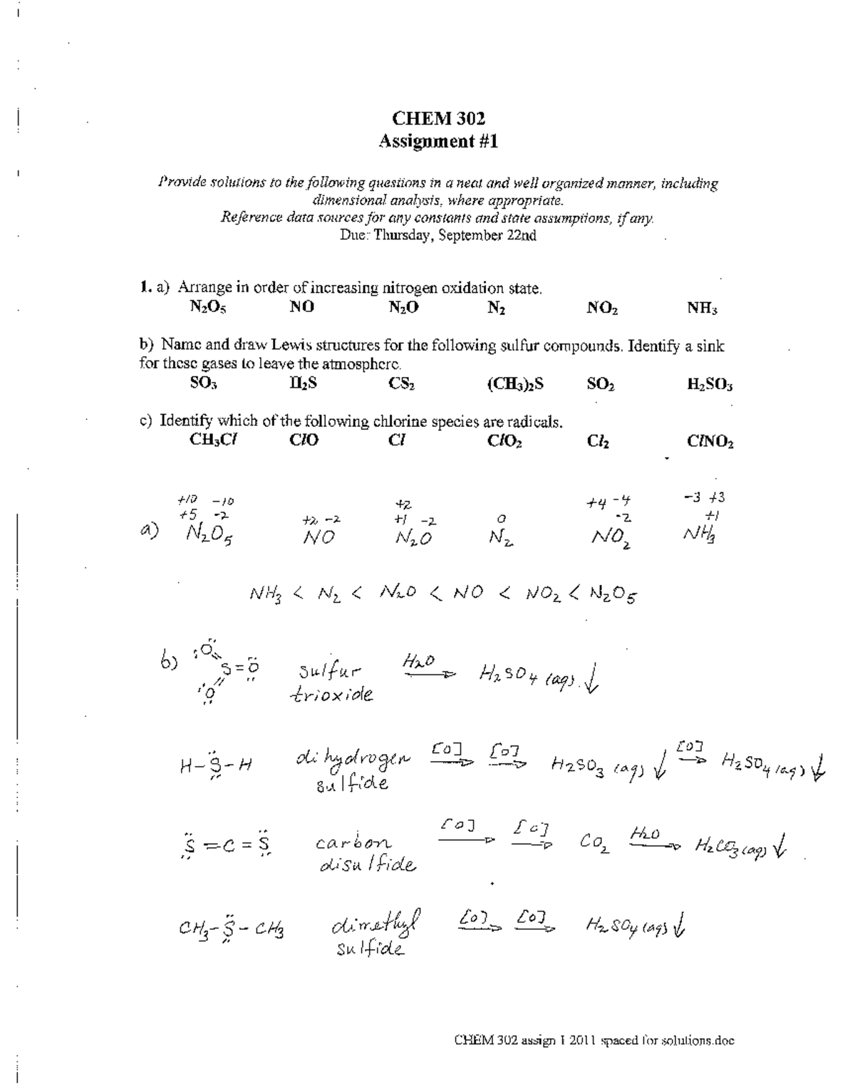 CHEM 302 assign 1 scanned solutions - CHEM302 - Studocu