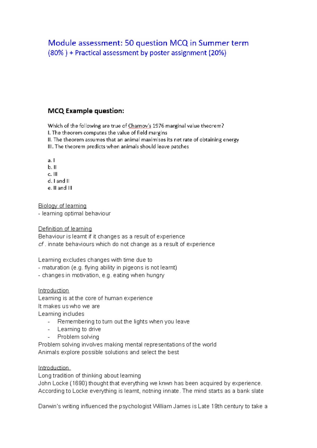 9. biology of learning - Biology of learning learning optimal behaviour ...