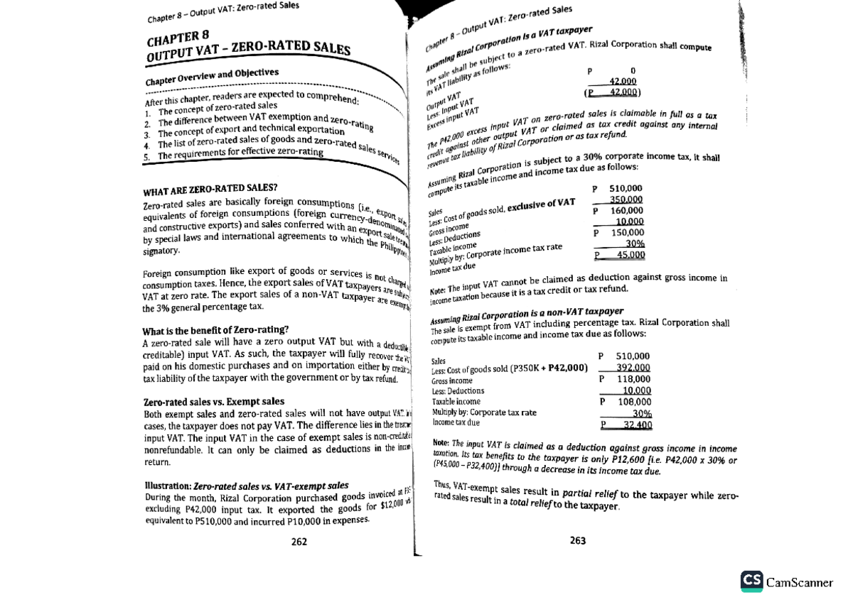 BUS TAX CHAP 8 - Lecture notes for Output Vat-Export Sales ...
