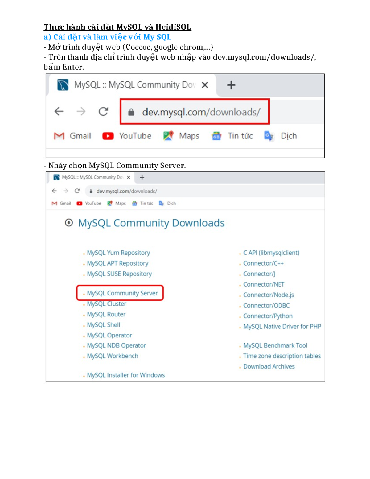 Kntt11 b17 - hi this is - Th ực hành cài đ ặt MySQL và HeidiSQL a) Cài đ ặt và làm vi ệc v ới My ...