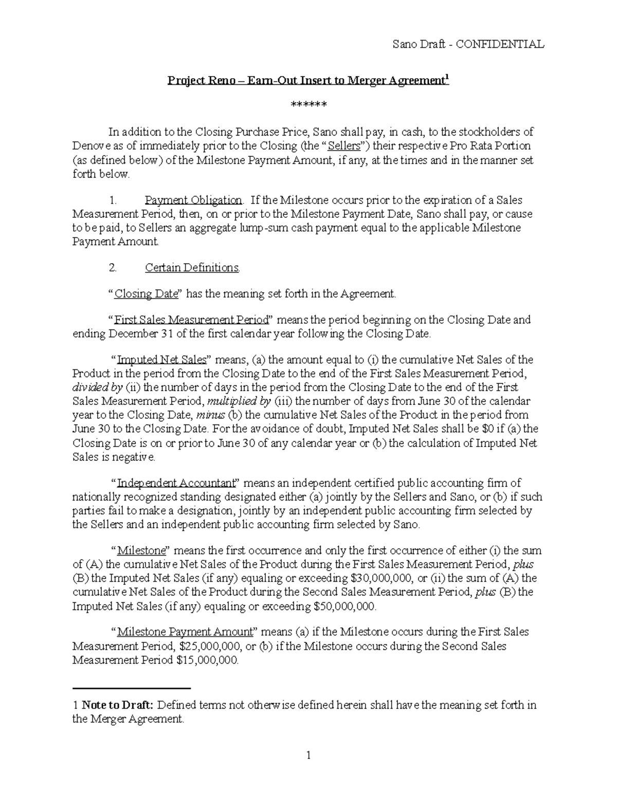 Task 4 - Very useful - Sano Draft - CONFIDENTIAL Project Reno – Earn ...