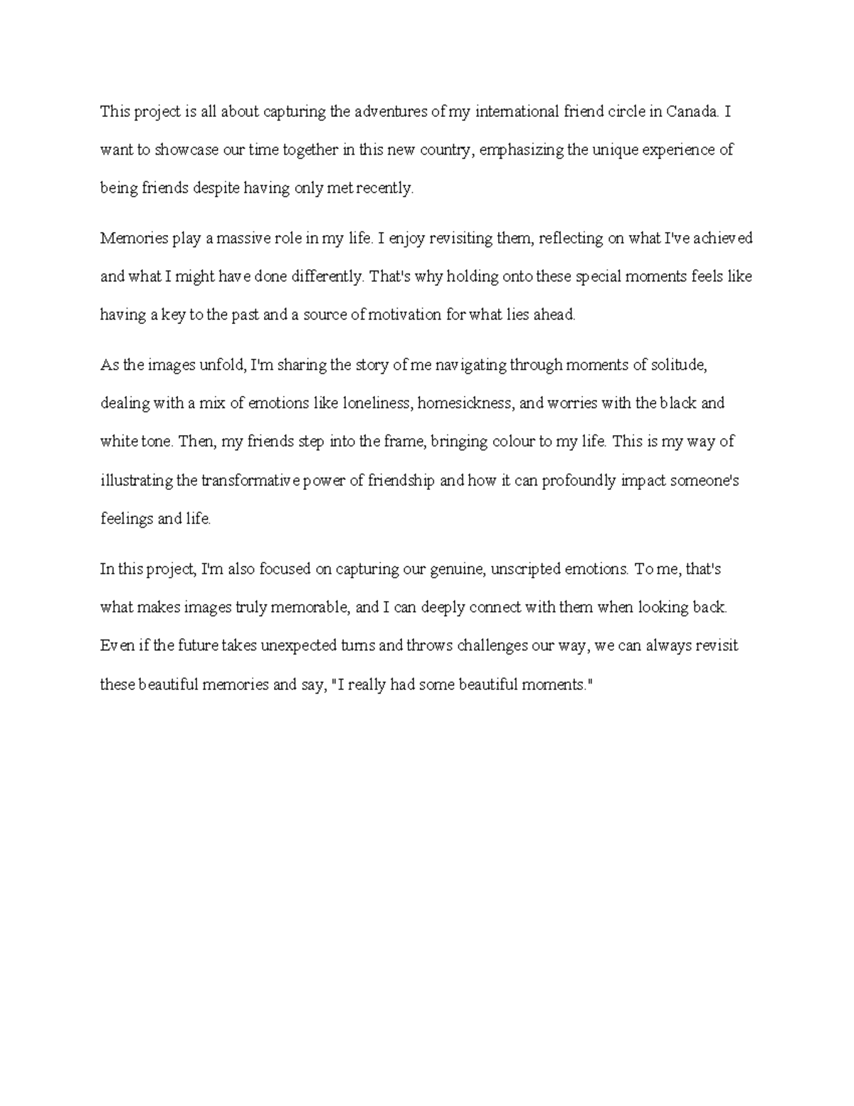 artist statement - This project is all about capturing the adventures ...