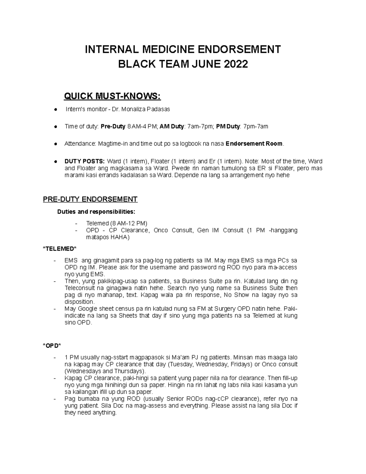 Internal Medicine Endorsement JUNE 2022 Black TO Green 1 - INTERNAL ...