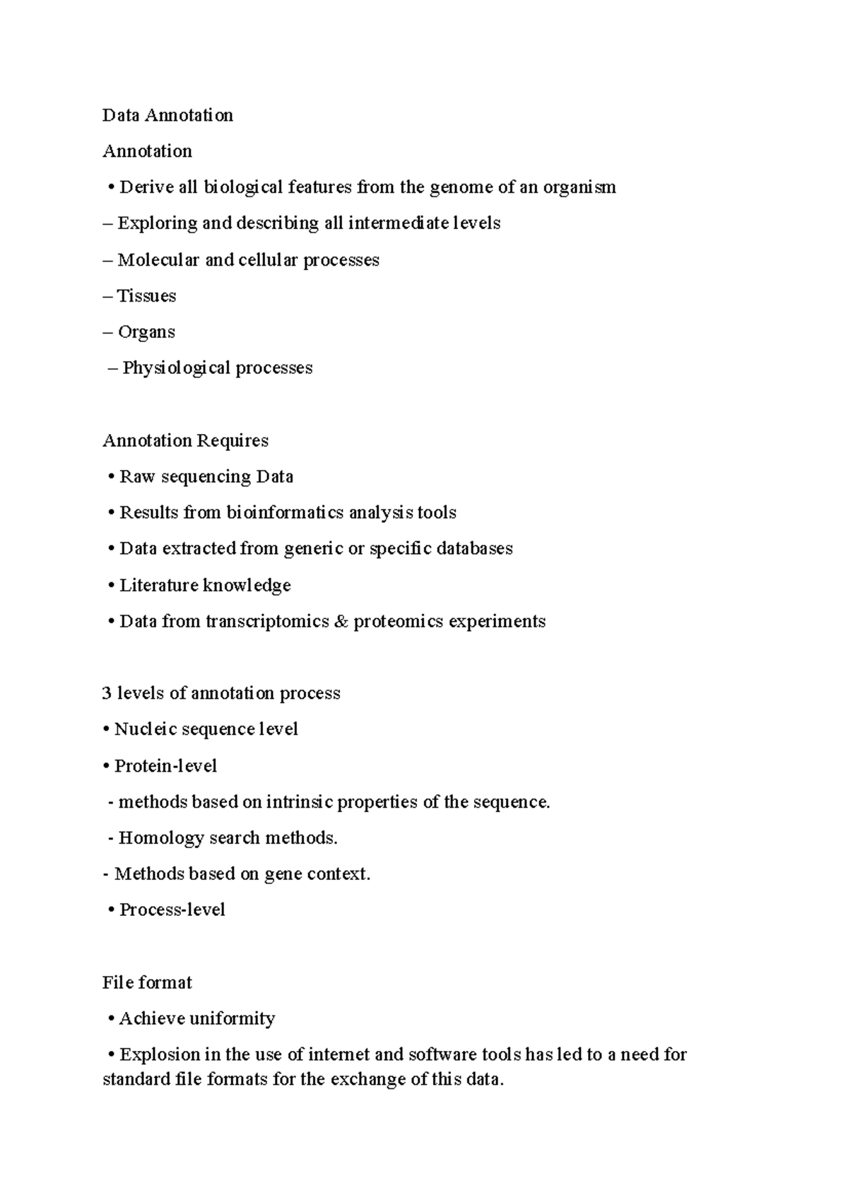 Data Annotation - Data Annotation Annotation Derive all biological ...
